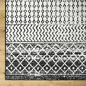 Livabliss Chester Boho Moroccan Area Rug,9' x 12'6",Black