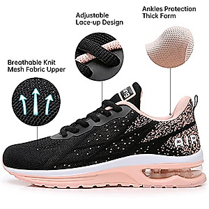MEHOTO Womens Fashion Lightweight Tennis Walking Shoes Sport Air Fitness Gym Jogging Running Sneakers, Color Peachblack, Size 9.5