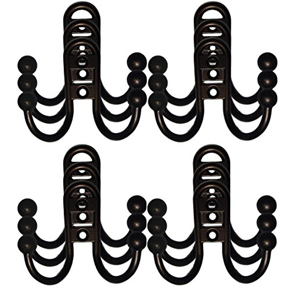 Double Coat Hook Hoops, Bronze, White & Satin Nickel Available (Bronze- 12 Hooks)