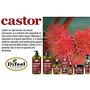 Difeel Pro-Growth Hair Care Set with Castor Oil - 3-PC Style: Shampoo & Conditioner 12oz EACH, & Hair Oil 8oz