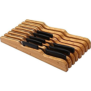 YBM Home in Drawer Bamboo Kitchen Knife Storage Block, Knife Organizer and Holder 317