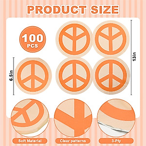 Groovy Cocktail Napkins Peace & Love Disposable Paper Napkins Decorative Retro Boho 3-Ply Napkins for Birthday Baby Bridal Shower Spring Party Supplies Decorations (100, Peace & Love)