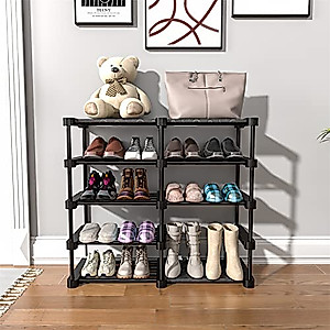 VIZUN 9 Tier Shoe Rack for Entryway, 4 Thickened Steel Pipes per Layer, Vertical Shoe Organizer Storage Free Standing, Sturdy Multi Function Metal Shoe Shelf Black