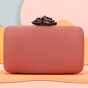 Fawziya Evening Clutch Bling Rhinestone Rose Velvet Novelty Medium Purses For Women Formall-Pink