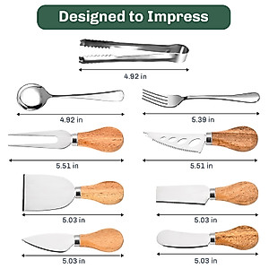 22 Pieces Cheese Knife Set, Butter Spreader Knife Set, Charcuterie Board Accessories Utensils Mini Serving Tongs Spoons and Forks Blank Toothpick Flags for Butter, Cheese, Jam and Wedding Christmas