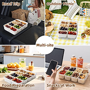 TYigao Divided Serving Tray with Lid and Handle - Portable Snackle Box Charcuterie Container, Clear Snack Platter Organizer for Fruits, Candy, Nuts, Snacks - Ideal for Party, Travel & Picnics