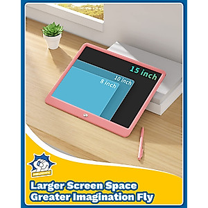 TEKFUN Teen Girl Gifts Ideas, 15inch LCD Writing Tablet for Kids Age 8-10 and Up, Doodle Board 4 5 6 7 Year Old Girl Toys, Mothdays Day Gifts Homeschool Supplies Easter Gifts for Toddlers (Pink)