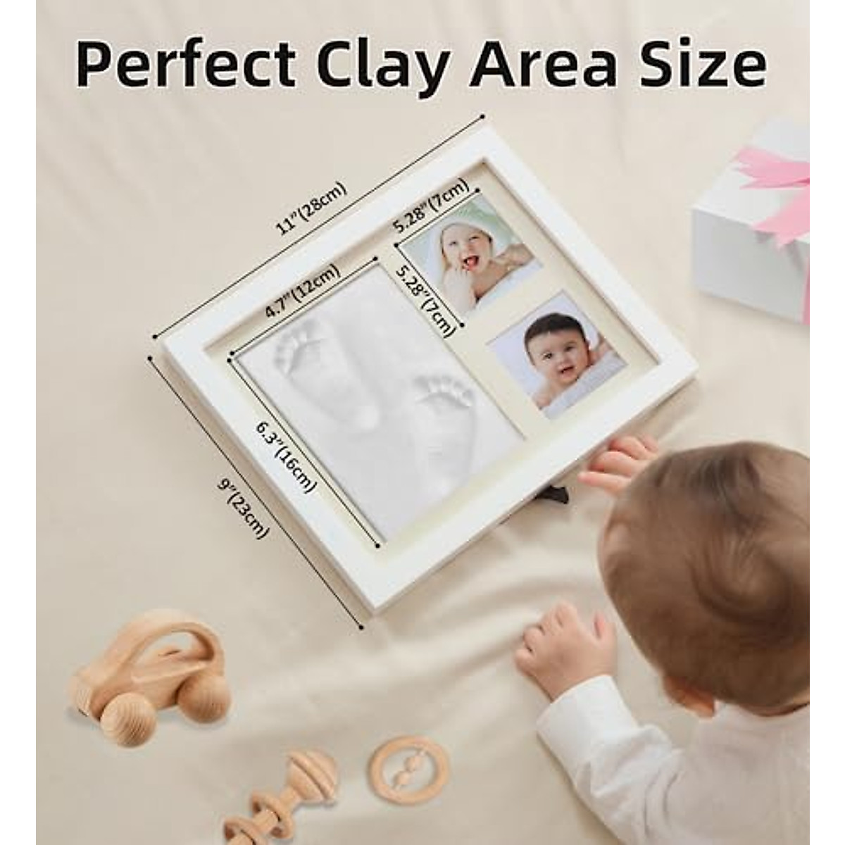 PewinGo Baby Footprint Kit,Baby Clay Hand and Footprint Kit,Newborn Baby Handprint Kit,Baby Keepsake Frames for First Mothers Day Gifts,Personalized Baby Shower Gifts for New Mom,New Parents