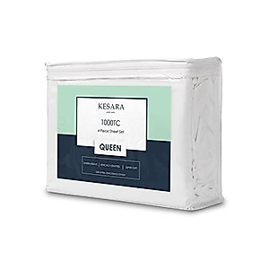 KESARA 1000 Thread Count 100% Egyptian Cotton Bed Sheets 4 Pc Queen Size Sheet Set Navy Blue, Sateen Weave Bed Sheets, Single Ply Yarns, Luxury Collection, Fits Mattress up to 16” Deep Pocket