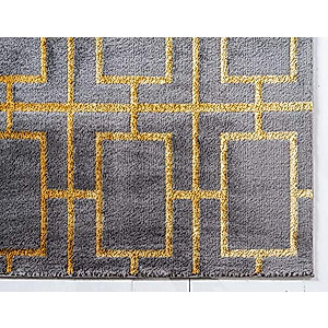 Unique Loom Marilyn Monroe Glam Collection Area Rug - Deco (6' 1' x 9' Rectangle, Gray Gold/ Gold)
