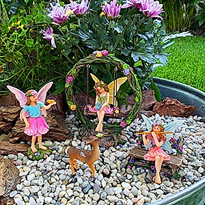 Mood Lab Fairy Garden Kit - Swing Set of 6 pcs Miniature Figurines & Accessories - Hand Painted for Outdoor or House Decor