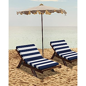LUSWEET Waterproof Patio Chair Seat Covers Navy Stripes Simple Blue and White 2 Pack Outdoor Cushion Covers,Removable Cushion Slipcovers for Dining Room,Garden,Beach 20x18x4 Inch