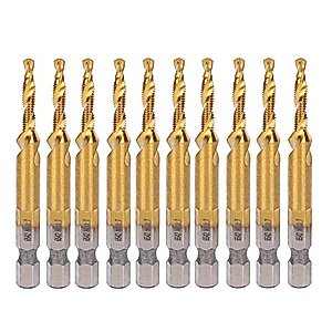 LANTRO JS 10Pcs/Set M4 Screw Tap, High Speed Steel 3.3mm Drill Bits Hex Shank Tapping Tools, Applicable for Internal Chip Removal