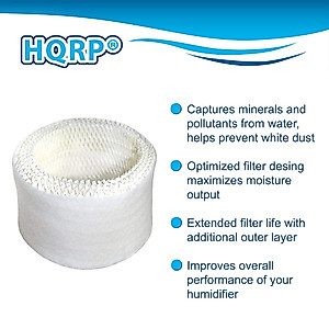 HQRP 2-Pack Wick Filter Compatible with Vicks VEV320, VEV400, V3100, V3500, V3600, V3700, V3800, V3900, V3500N, V3850, V750, Kaz 3020 KAZ3020 Humidifiers, WF2 Replacement