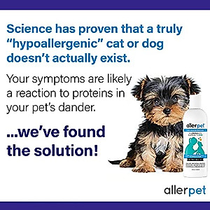Allerpet Dog Allergy Relief w/Free Applicator Mitt & Sprayer - Best Pet Dander Remover for Allergens - for Canine Dry Skin Treatment - Good for Fur & Skin - (12oz)