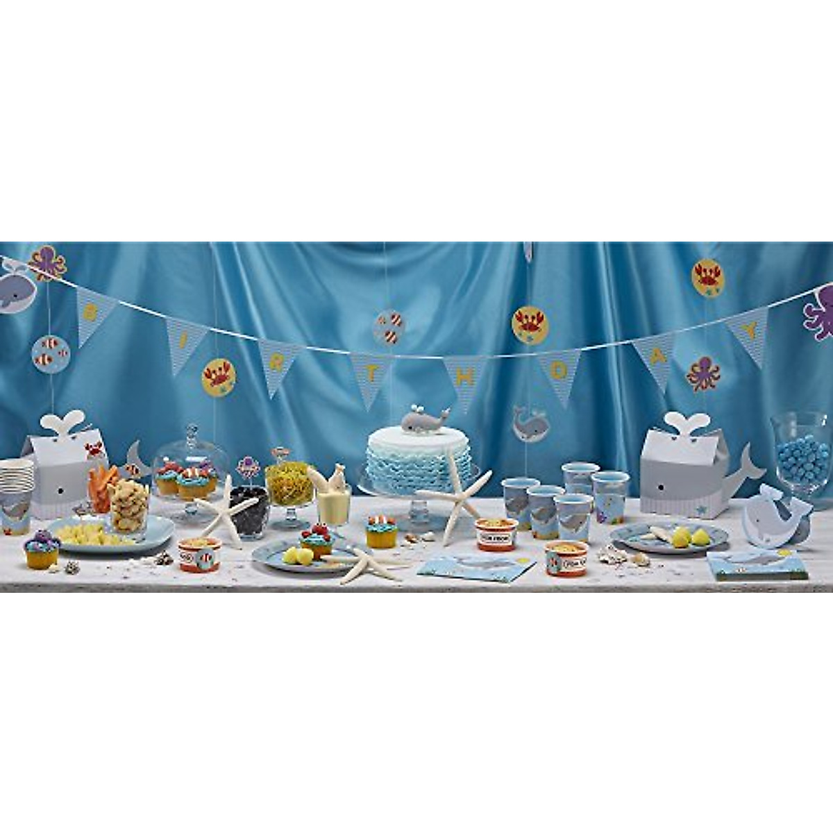 Ginger Ray Sea Themed Party Cupcake Flag Toppers - 15 Pack