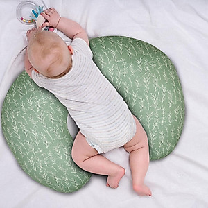 HNHUAMING Green Sage Nursing Pillow Cover, Breastfeeding Pillow Slipcover for Baby Girls/Boys, Soft Snug Fits On Newborn Feeding Pillow Case
