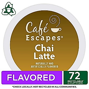 Café Escapes Chai Latte, Single-Serve Keurig K-Cup Pods, 12 Count (Pack of 6)