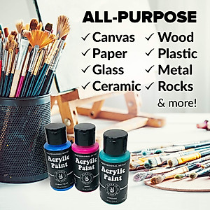 Craft Paint Acrylic Premium Acrylic Paint Set 20 Colors Paint Acrylic | Canvas Paint Ceramic Outdoor Wood Clay Glass Rock Painting 2oz 60ml Bottles for Adults Artists Beginners and Kids Art Supplies