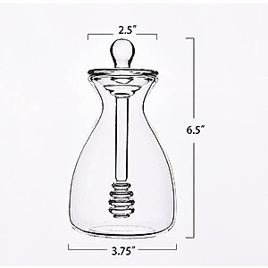 DOKIMIYA Honey Pot Glass Honey Dispenser Jar with Dipper and Lid Cover for Home Kitchen, Clear, 14 Ounces