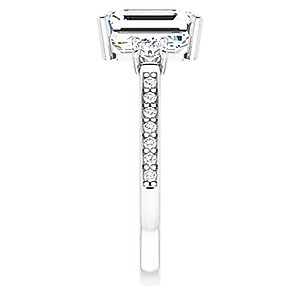 925 Silver, 10K/14K/18K Solid Gold Moissanite Engagement Ring, 3.5 CT Emerald Cut Handmade Solitaire Ring Diamond Wedding Ring for Women/Her, Anniversary Propose Gift, VVS1 Colorless