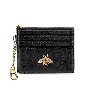 seavilia Card Holder Keychain Wallet for Women/Men with ID Window Rfid Coin Purse Bee Gifts Slim Minimalist Small Wallet