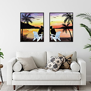 Nuberlic 2 Pack Pre Drawn Canvas for Painting Sip and Paint for Adult's Couple's Date Night Paint and Sip Kit for Outdoor Party Favor Supplies,Valentine's Day Gift(8x10)