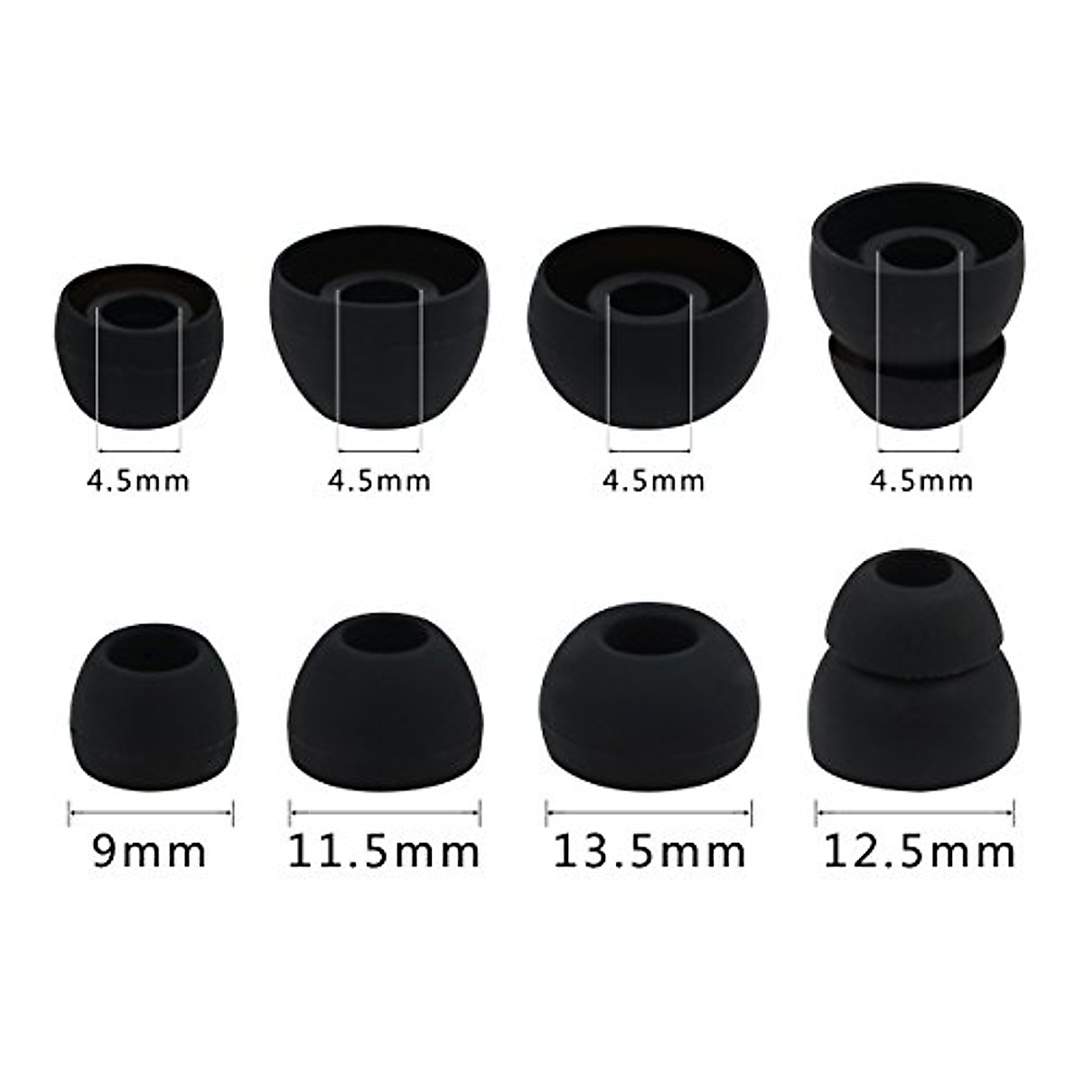 ALXCD Ear Tips for Powerbeats2 Wireless Headphone, SML 3 Size 6 Pair Silicone Replacement Earbud Tips & 2 Pair Double Flange Ear Tip Cushion, Fit for Beats Powerbeats 2 Wireless [8 Pair](Black/White)