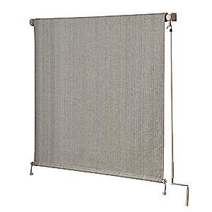 Cross Land Cordless Crank Operated Child Safe Roller Outdoor/Exterior Solar Sun Shade/Patio Blinds for Patio Lawn Pergola Garden Porch,Cabana,Gazebo,Dock Home,72" Wx72 L,Green/Beige