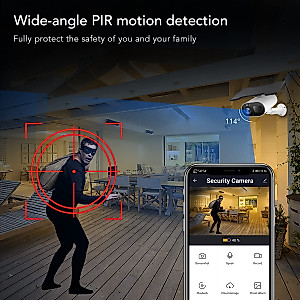 Wireless Solar Security Camera Outdoor, Solar Powered Battery Camera, 1080P Outdoor WiFi Security Camera, Night Vision, Two Way Audio, PIR Motion Detection, IP65 Waterproof，Cloud Storage