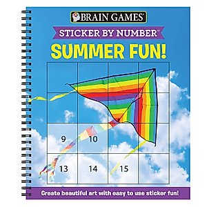 Brain Games - Sticker by Number: Summer Fun! (Easy - Square Stickers): Create Beautiful Art With Easy to Use Sticker Fun!