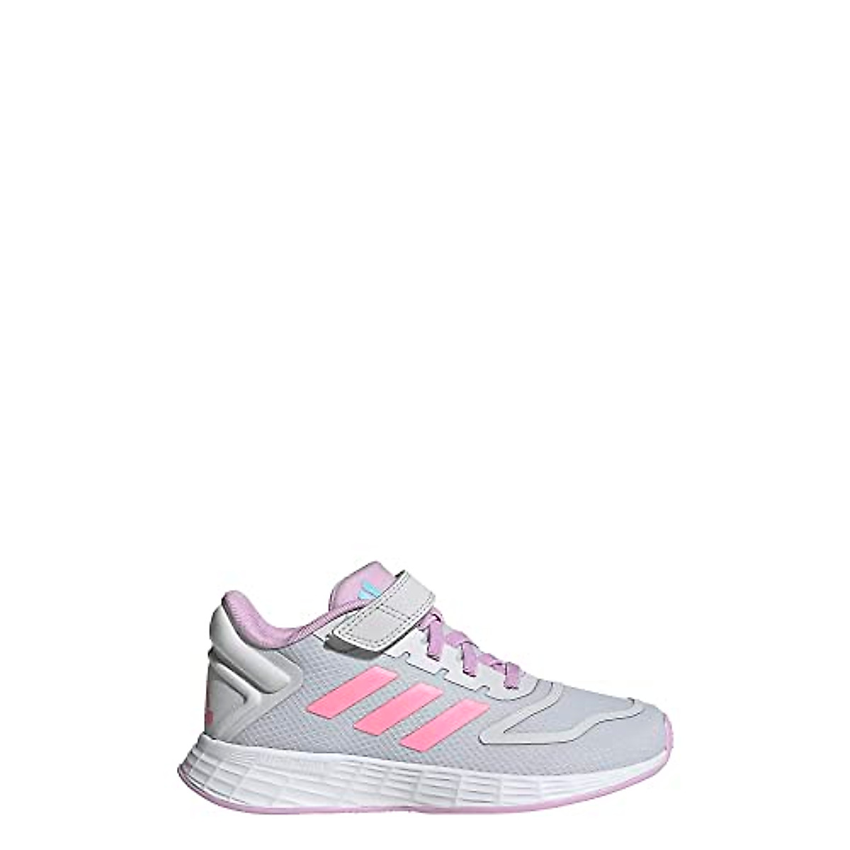 adidas Duramo 10 Running Shoe, Dash Grey/Beam Pink/Bliss Lilac (Cross Strap), 2 US Unisex Little Kid