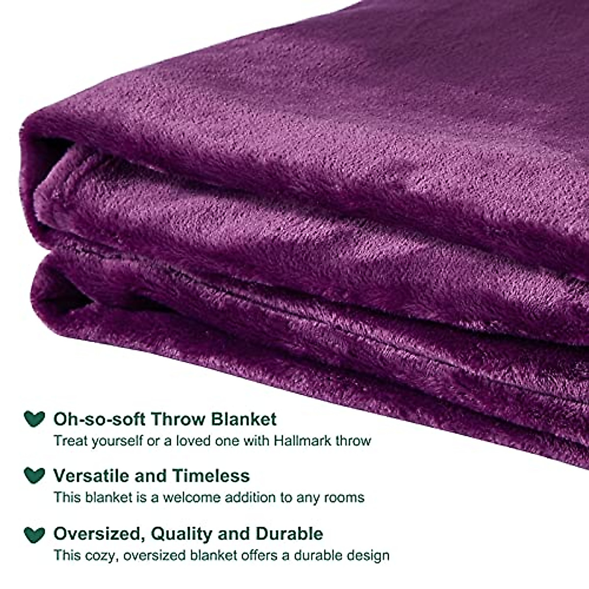 Hallmark Purple Throw Blankets for Girls Women, Soft Warm Flannel Fleece Blankets Throw for Couch Sofa, 70''x50''