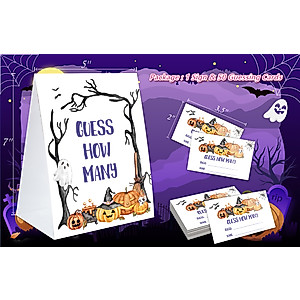 Halloween Theme Guess how many (1 double-sided printed sign and 50 game cards), Halloween decorations, Halloween ideas, Halloween party games, baby shower games WSJCTG001