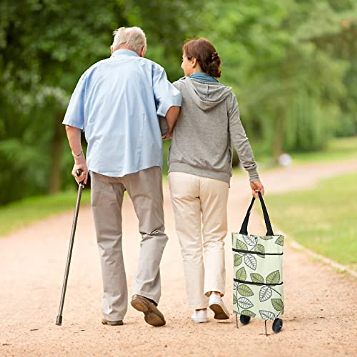 Cabilock Collapsible Trolley Bags Folding Shopping Bag with Wheels Foldable Shopping Cart Reusable Grocery Bags Shopping Trolley Bag on Wheels B