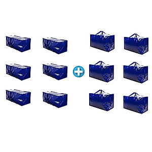 VENO 12 Packs Heavy Duty Large Storage Moving Bags Bundles, 6 Packs of Large Moving Bags with Strap and 6 Packs Oversize Moving Storage Bags