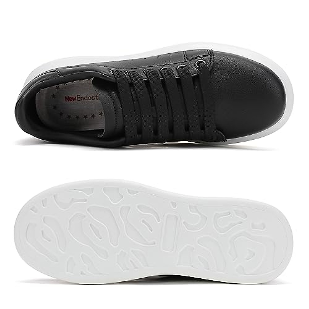 NewEndostar Women's Fashion Sneakers,Vibration Height Increase Shoes Lightweight Comfortable Casual Skateboarding Walking Shoes FullBlack 6