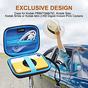 LTGEM Case Compatible with KODAK Printomatic/KODAK EKTAR H35 / KODAK Step Full-Color Instant Print Digital Camera(Inside: 5"x3.6"x1.7"), Blue, Case Only