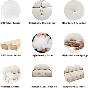 JACH 138" Modular Sectional Couch, U-Shaped Minimalist Velvet Sofas with Chaise Ottomans, Convertible Modern Deep 6-Seat Sofas Furniture for Living Room, Apartment (Beige)