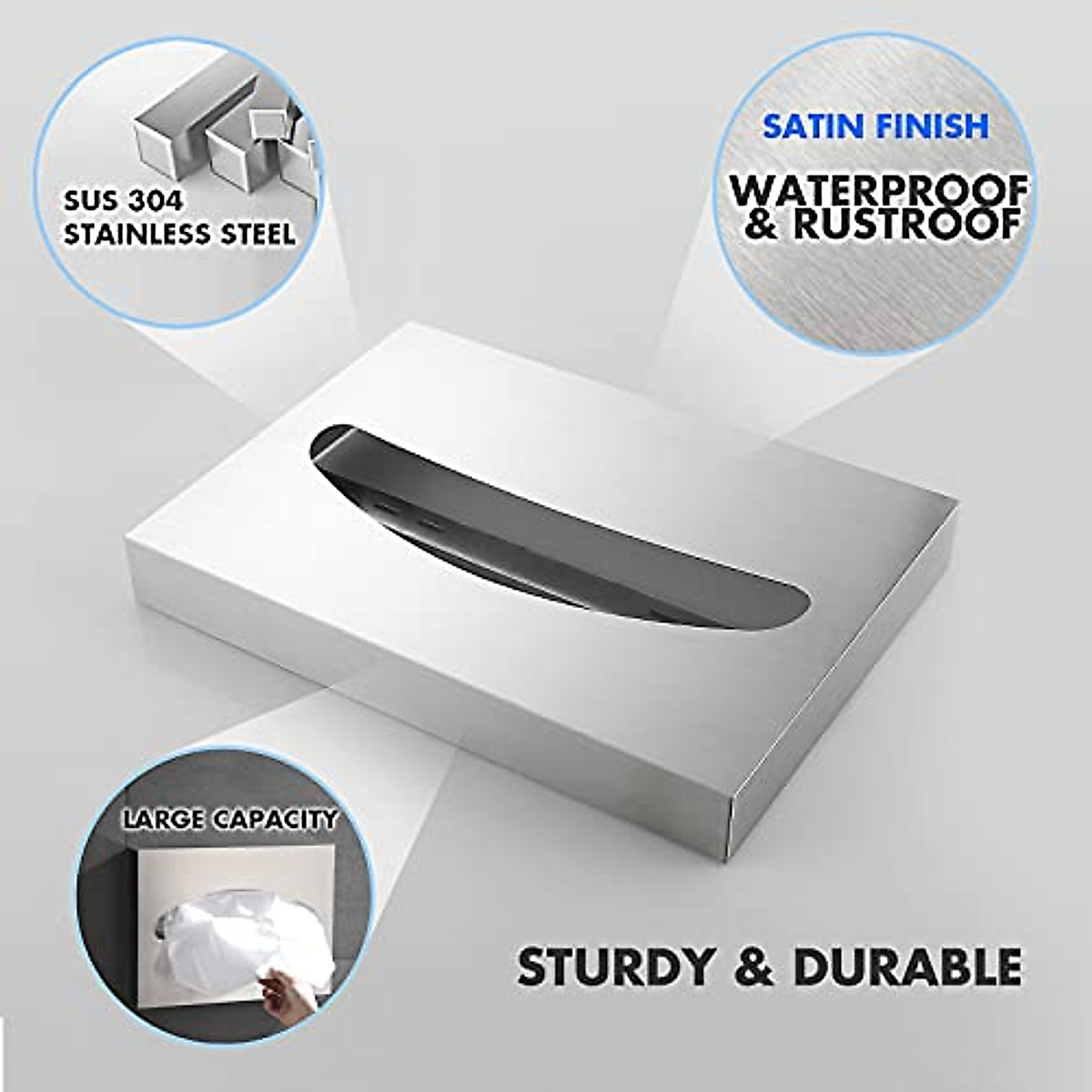 Toilet Seat Cover Dispenser Wall Mounted SUS 304 Stainless Steel Brushed