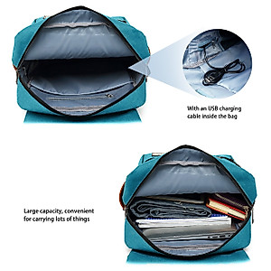 Junlion Unisex Business Laptop Backpack College Student School Bag Travel Rucksack Daypack with USB Charging Port Blue