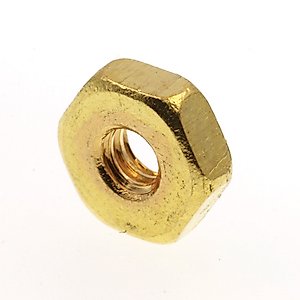 Prime-Line 9073945 Machine Screw Hex Nuts, #4-40, Solid Brass (50 Pack), Zinc