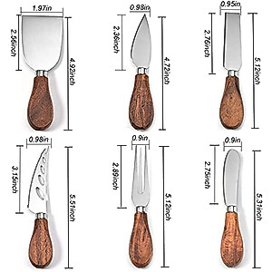 JLIAN MIOR Exquisite 6-Piece Cheese Knives Set, Stainless Steel Cheese Knife Set Collection (Acacia Wood Handle)