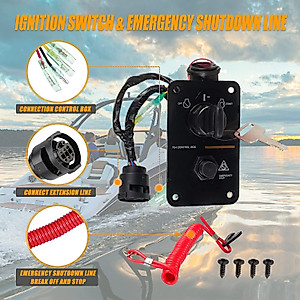 Wztepeng 704 12V Single Engine Key Ignition Switch Panel Main Switch Panel Assembly Compatible with Yamaha Outboard Yacht Replace 704-82570-08-00