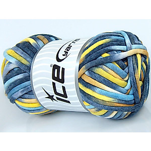 250 gr ICE YARNS Tube Cotton Jumbo Color (40% Cotton) Yarn Blue Shades Yellow Shades