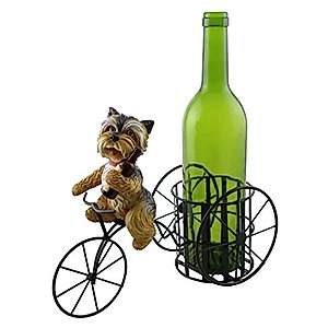 Yorkshire Terrier Yorkie Dog On Bicycle Tricycle Wine Bottle Holder