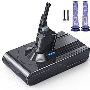 Dyson V8 Replacement Battery, 21.6V 5000mAh Li-ion Battery Compatible with V8 Animal V8 Absolute V8 Motorhead V8 Carbon Fiber V8 Fluffy Series Cordless Vacuum Cleaner, 2 Filters and 2 Screws Included