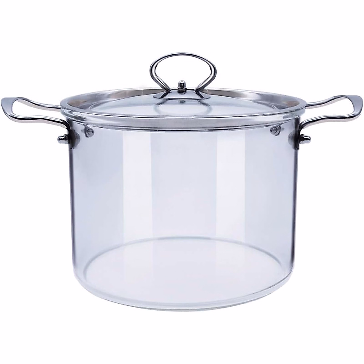 Hgjgwqh Clear Glass Pot for Cooking Large Glass Saucepan with Cover on Stove Big Glass Simmer Pot with Stainless Steel Handle Stovetop Cooking Pot Glass Cookware Pot for Home Kitchen Restaurant,4.5L
