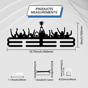 PH PandaHall Medal Hanger Display Celebration Medal Holder Award Ribbon Hanger 3 Lines Medal Hanger Cheer Gymnastics Sport Award Rack Wall Mount Iron Frame for Over 50 Medals 15.75 Inch/40cm