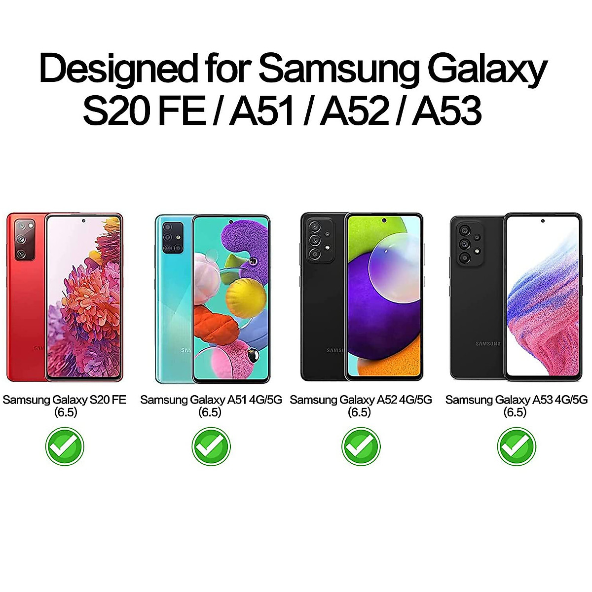 [2-Pack] Tempered Glass Privacy Screen Protector for Samsung Galaxy A53/ A52 / A51 /S20 FE, Anti-Spy 9H Protector Film for Galaxy A53 5G A52(4G/5G) A51 S20 FE 6.5", Case Friendly Easy Install - Black